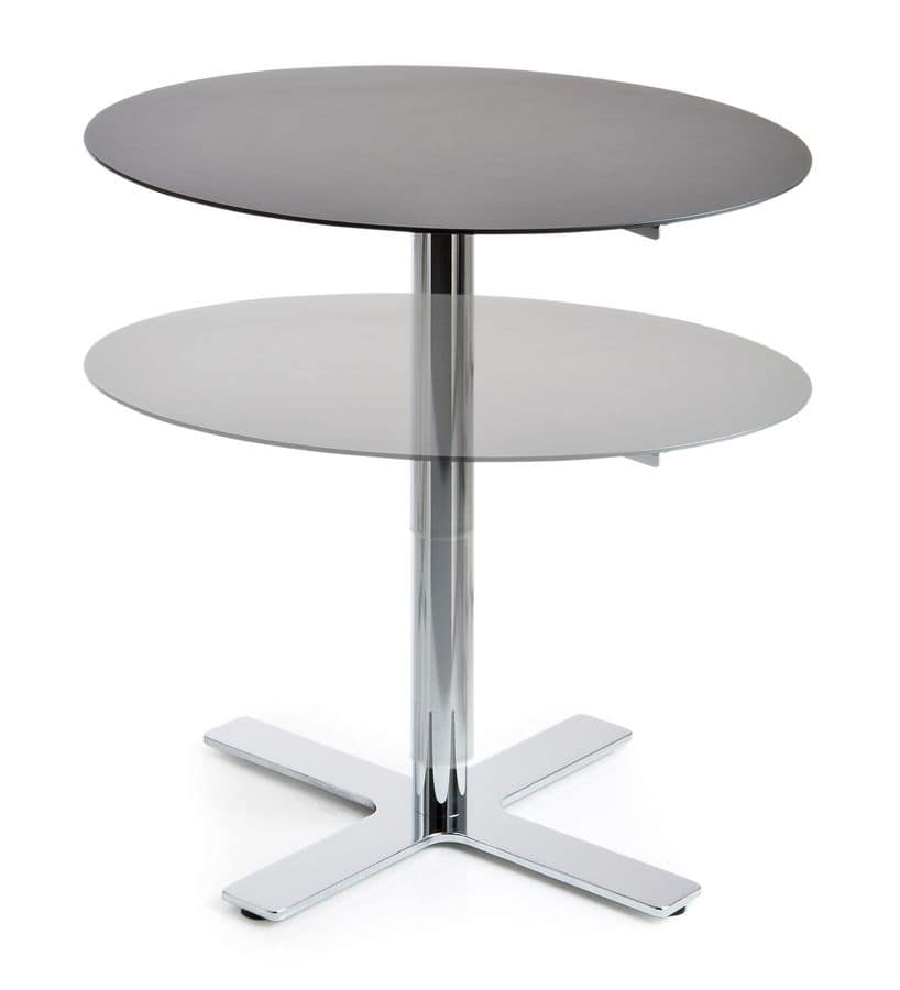 Runder Tisch mit Rahmen aus verchromtem Metall, Laminat, Tisch mit ...